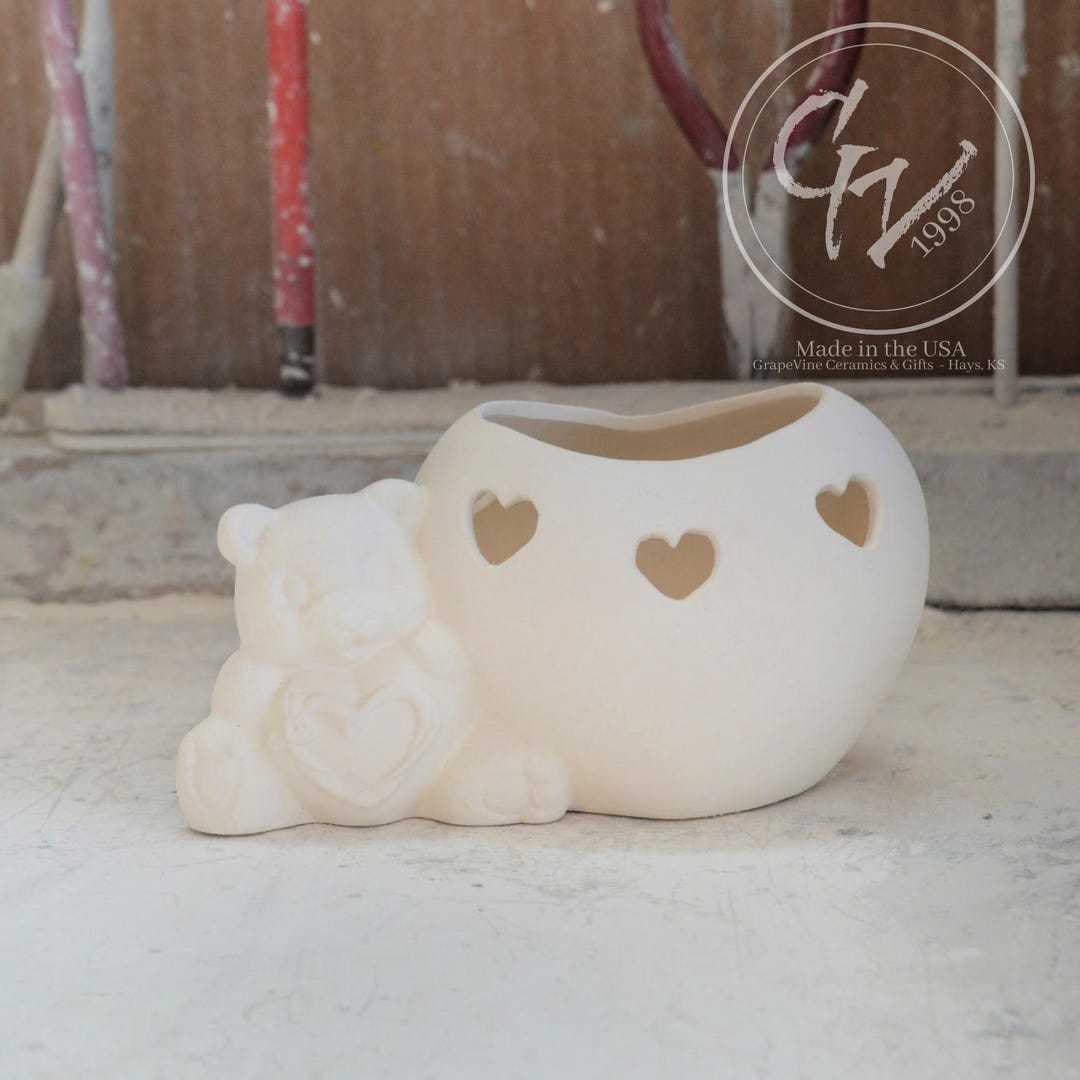 Ready to Paint -heart Belly Bear Candle Cup - Clay Magic 1022 - Etsy