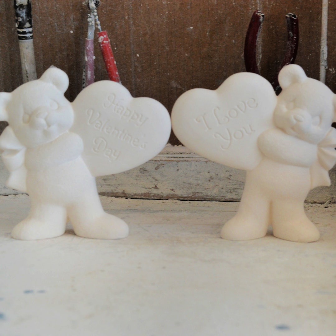 Ready to Paint - Bears With Hearts- Clay Magic 1456 - Etsy
