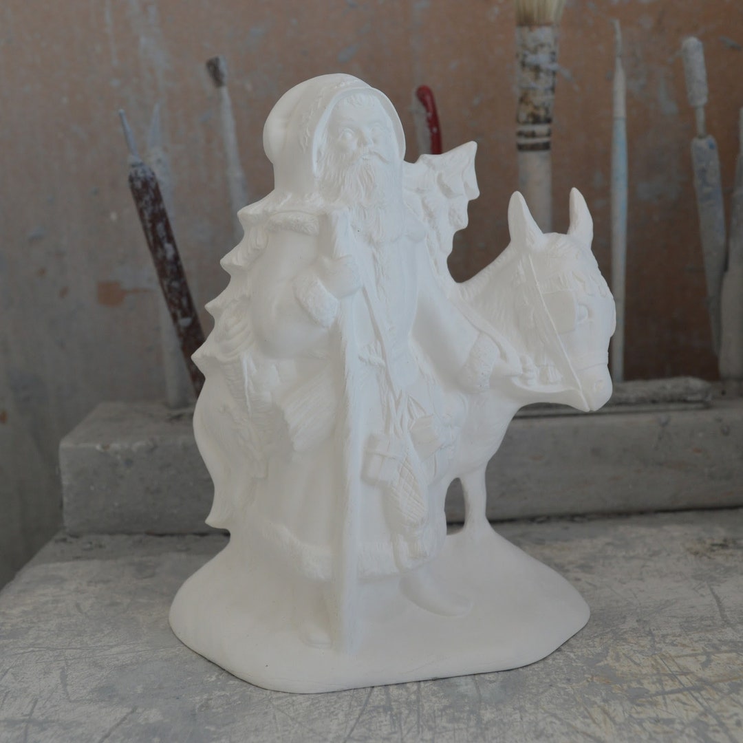 Ready to Paint Bisque - Small Santa With Donkey - Provincial P-827 - Etsy