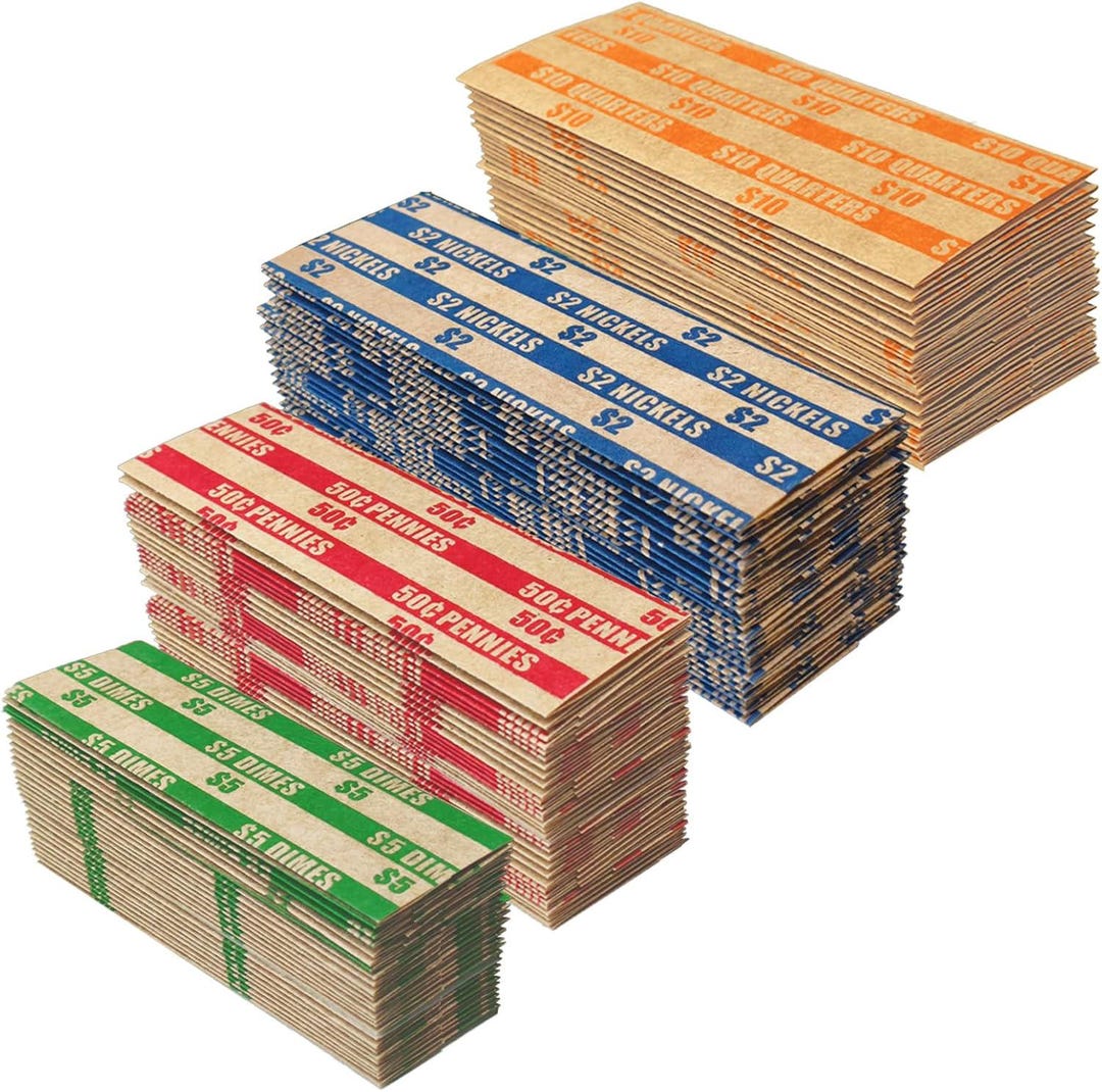 50 Assorted Coin Roll Wrappers Penny Nickel Dime Quarter Bank Standard ...