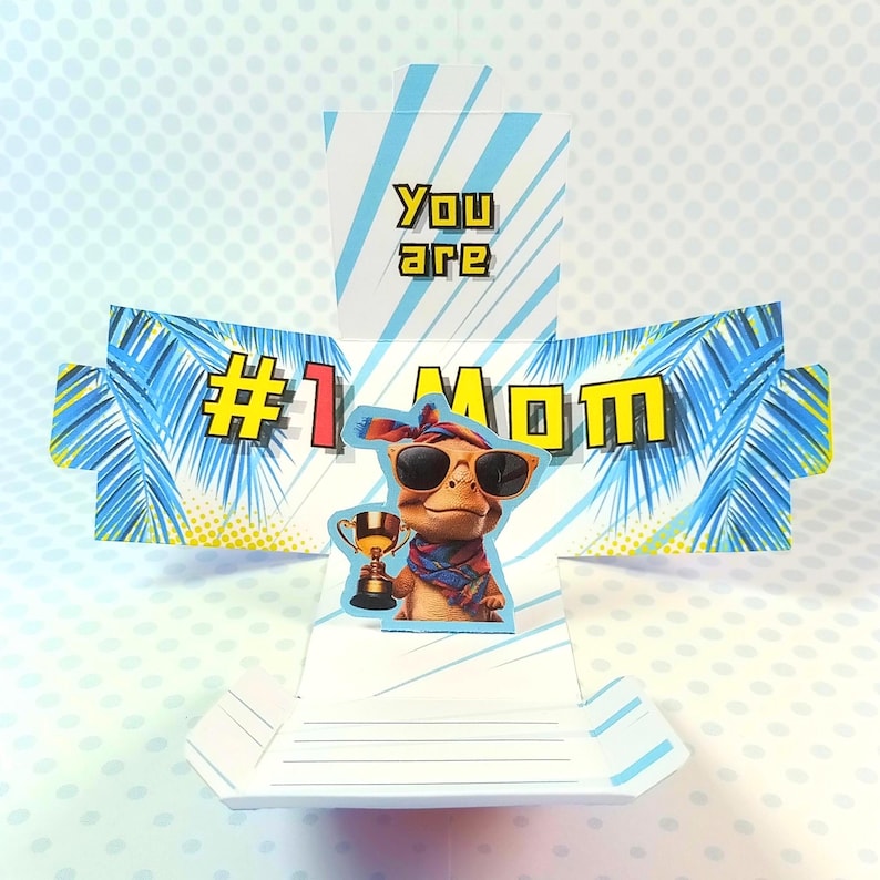 Number One Mom Dinosaur Pop up Box Card, Funny Mother's Day Gift ...