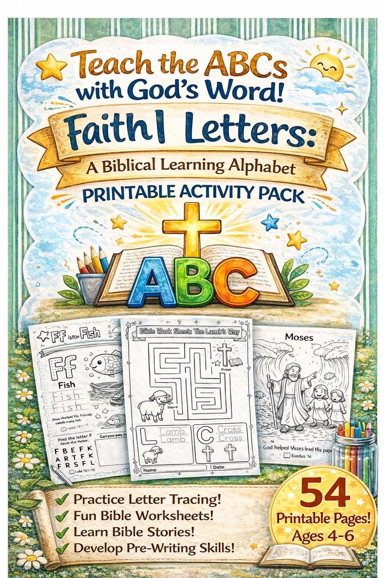 Christian Alphabet Printable Activity Pack | Bible ABC Learning for ...