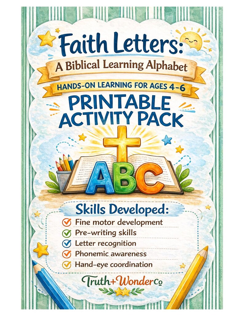 Christian Alphabet Printable Activity Pack | Bible ABC Learning for ...