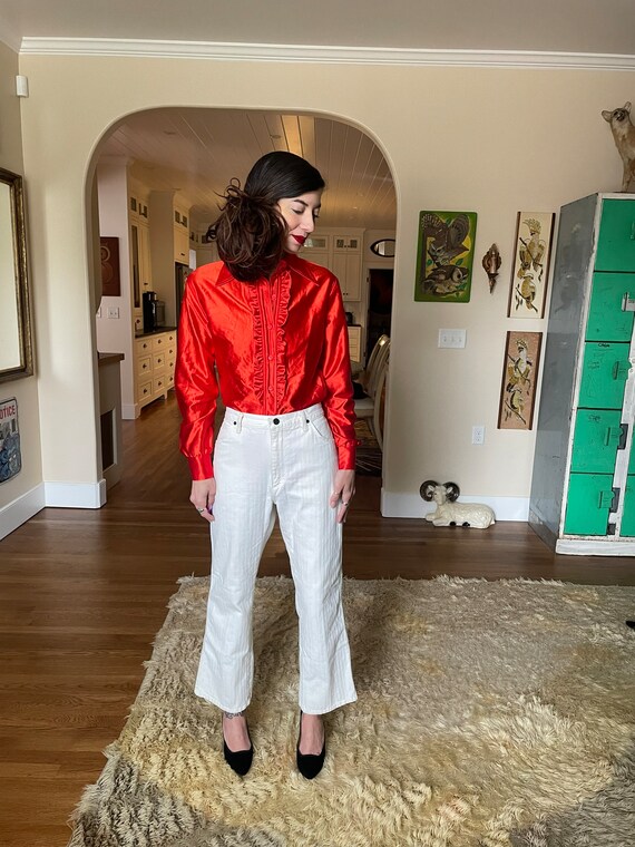 Rare Vintage 1970’s Prince Ruffle Front Satin Bright … - Gem