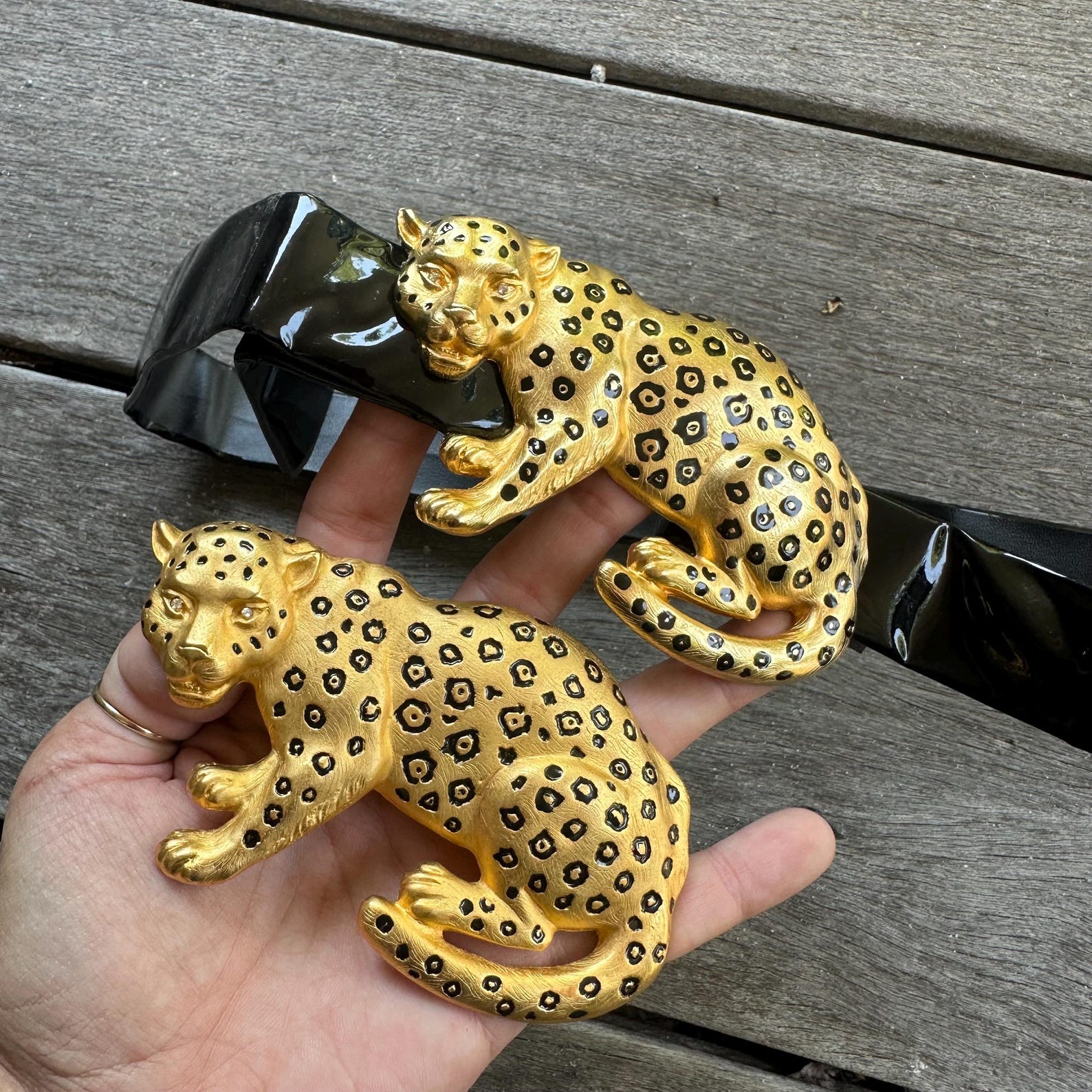 RARE Vintage Doreen Ryan Leopard Brooch and Belt Buckle Combo Massive ...