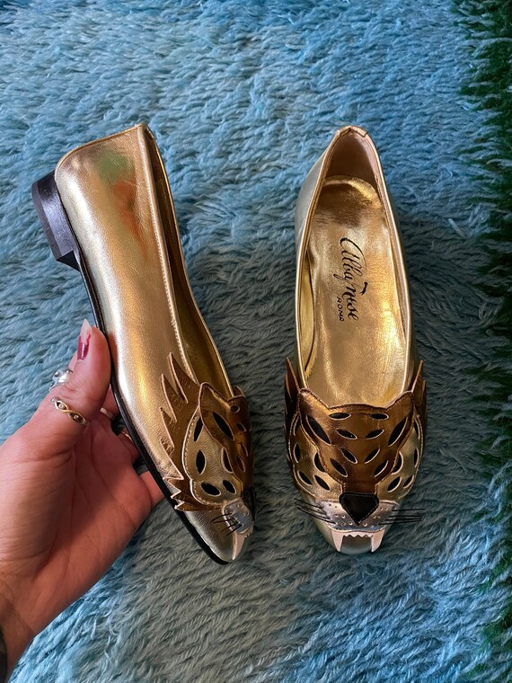 RARE Vintage Enzo Albanese Leather Tiger Flats Shoes … - Gem