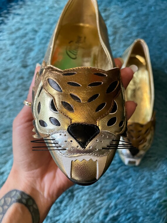 RARE Vintage Enzo Albanese Leather Tiger Flats Shoes … - Gem