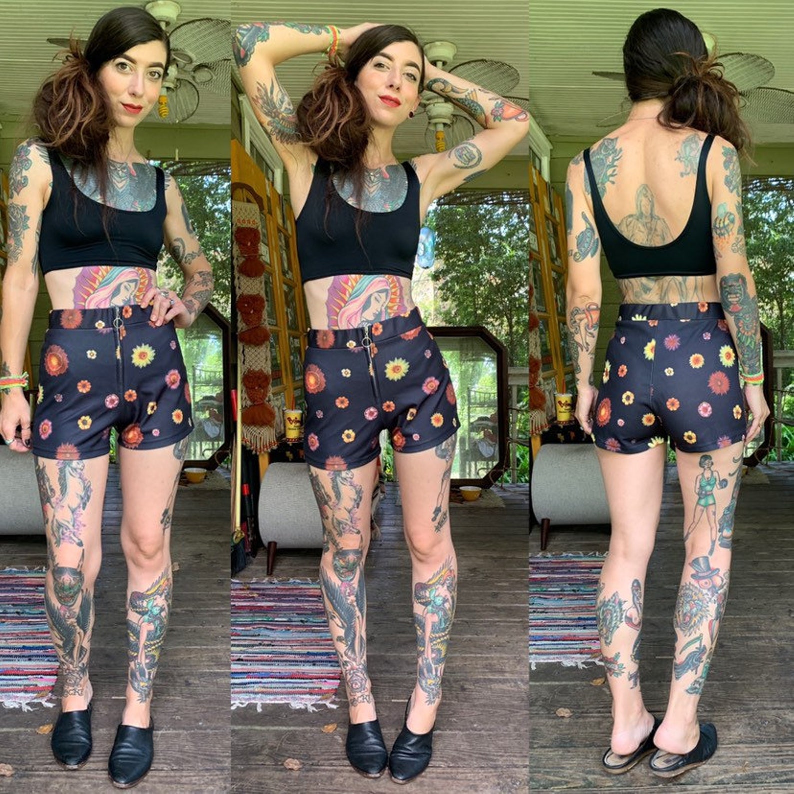 Rare Vintage 90's Does 70's Mod Flower Power Shorts Zip O Ring Xs Small ...