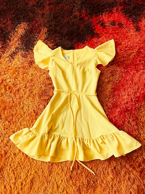 Vintage 1970’s Sunny Yellow Bobbie Brooks Mini Dress … - Gem