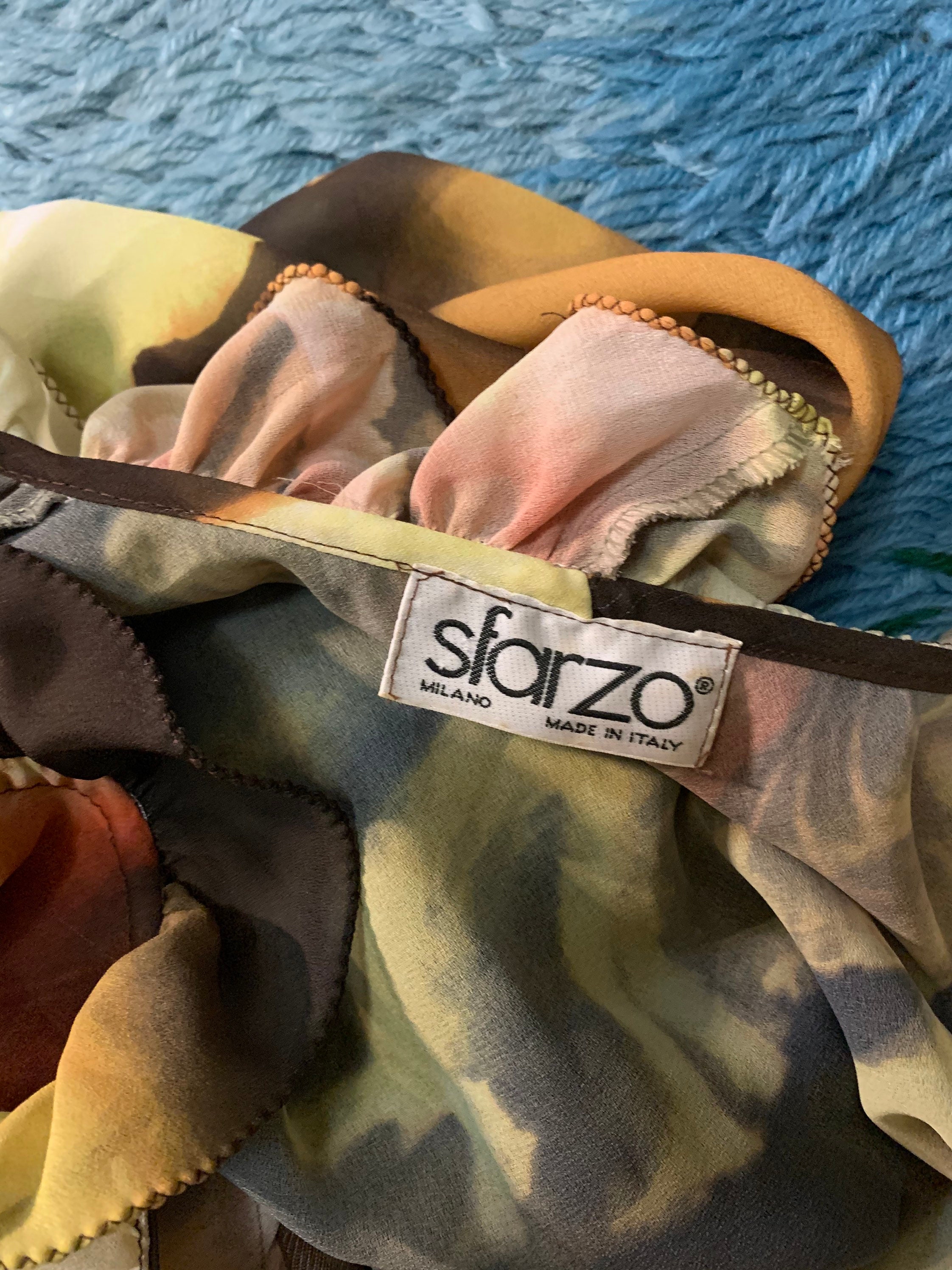 Vintage Designer Sfarzo Macro Floral 3D Orchids Dress Ruffles Bias Size ...