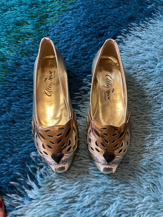 RARE Vintage Enzo Albanese Leather Tiger Flats Shoes … - Gem