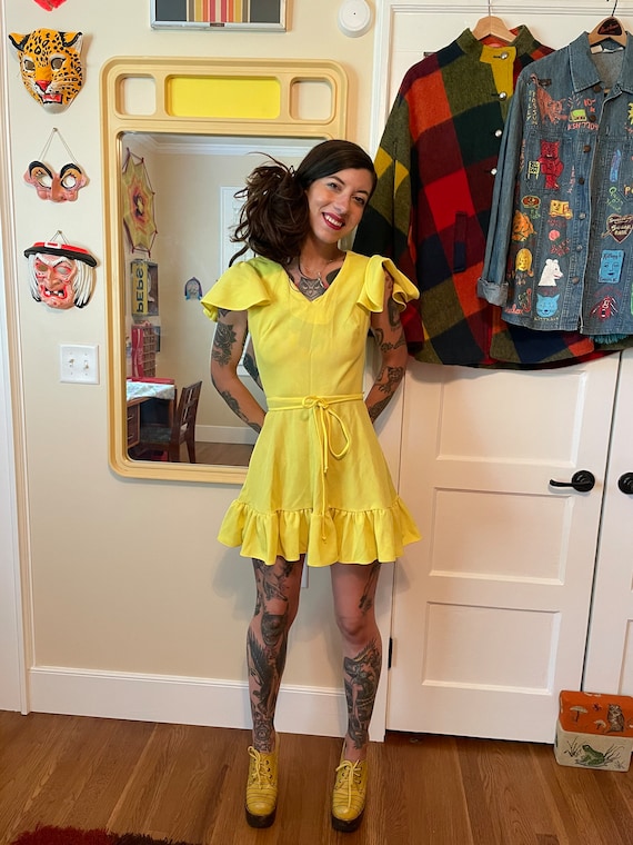 Vintage 1970’s Sunny Yellow Bobbie Brooks Mini Dress … - Gem