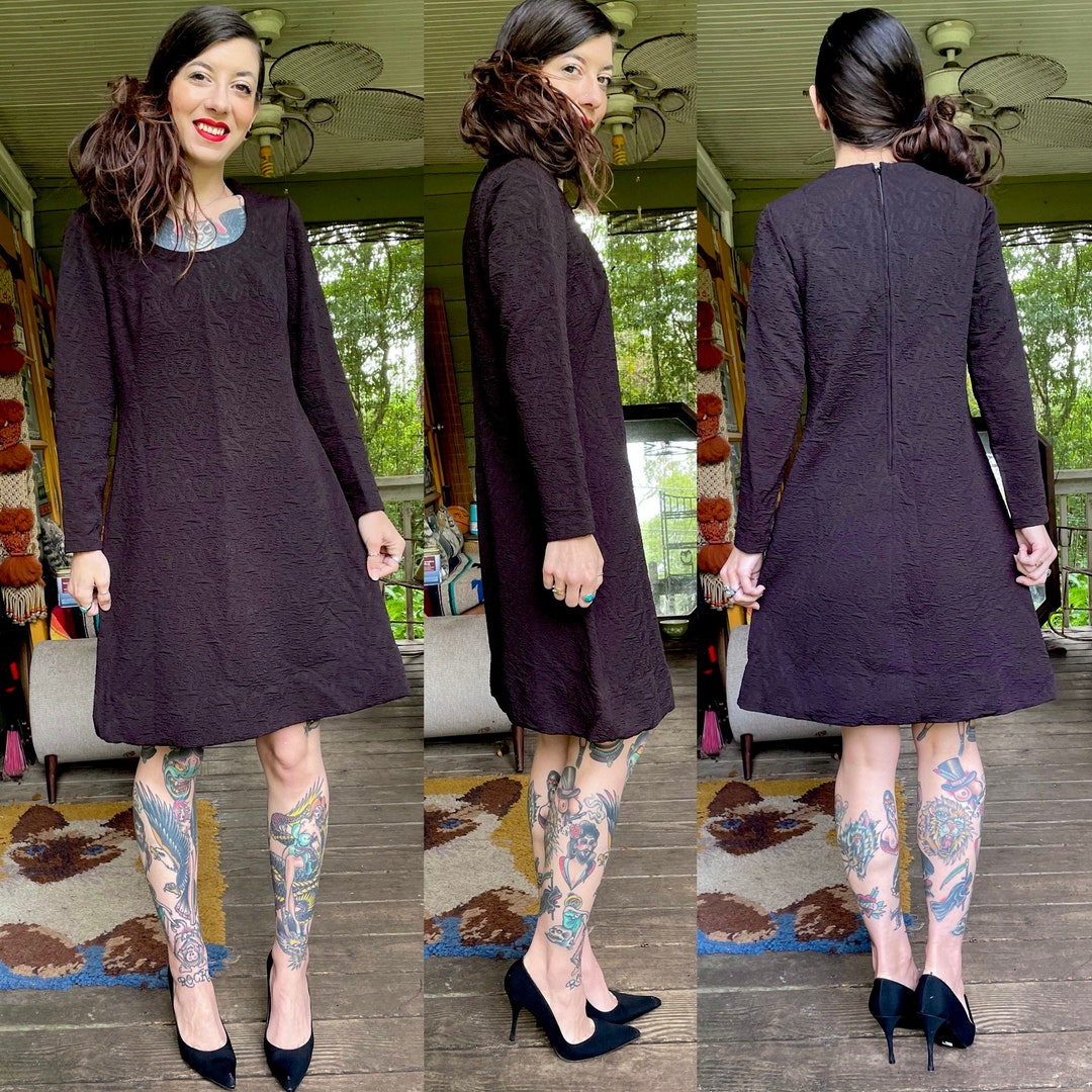 Vintage 1960’s Mod Textured Black Dress Mid Century M L Belfry - Etsy