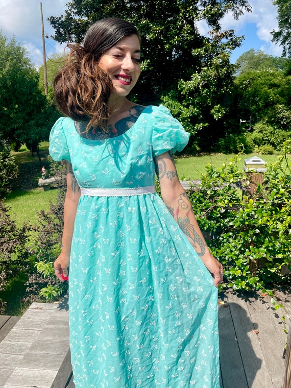 Vintage 1960’s Montaldo’s Turquoise Velvet Butterflie… - Gem