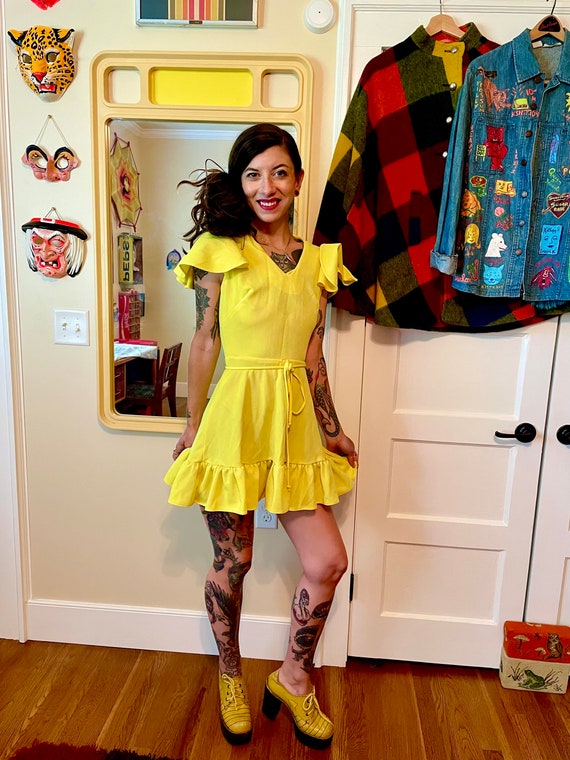 Vintage 1970’s Sunny Yellow Bobbie Brooks Mini Dress … - Gem