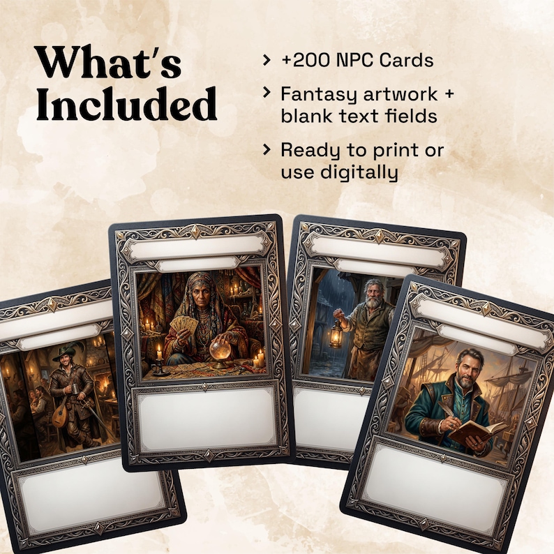 Editable NPC Cards for Dnd, 204 Printable TTRPG Character Cards Pdf ...
