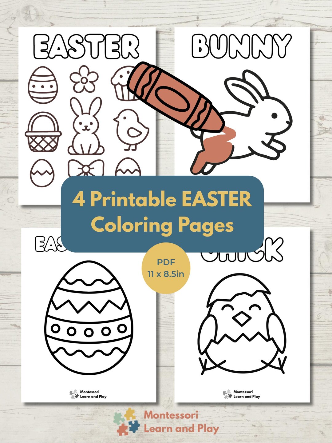 Easter Coloring Pages Printable | Bunny, Eggs, Chick Activity (PDF ...