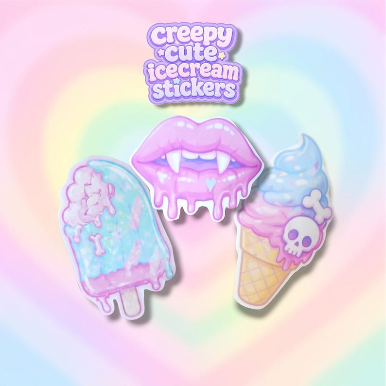 Creepy Drippy Ice Cream Stickers – Pastel Goth Vinyl Decals - Etsy