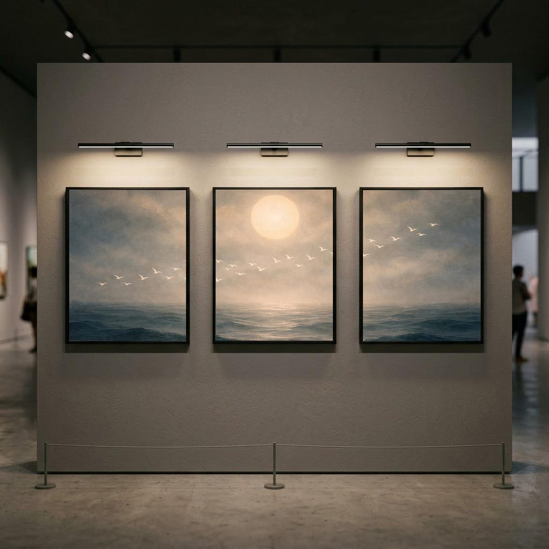 Coastal Ocean Triptych Wall Art Set of 3, Moody Seascape Prints With ...