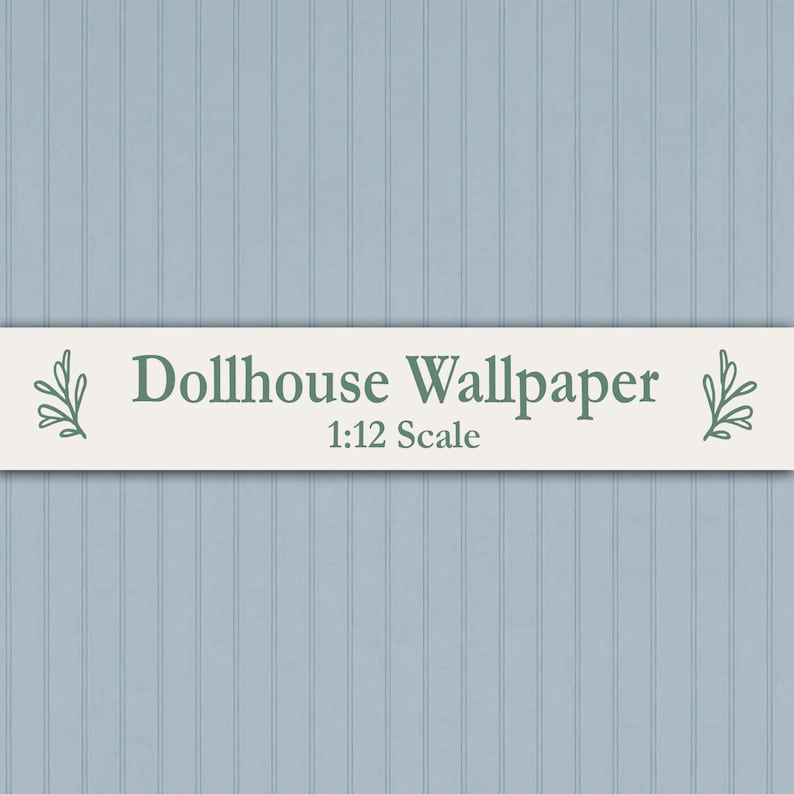 Blue Beadboard Wainscoting Kitchen Dollhouse Wallpaper Miniature Print ...