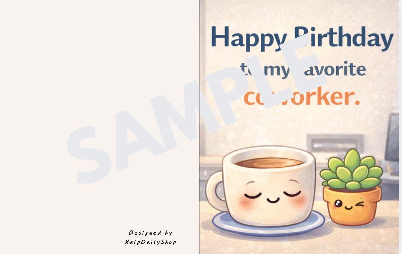 Funny Coworker Birthday Card Printable, Happy Birthday to My Favorite ...