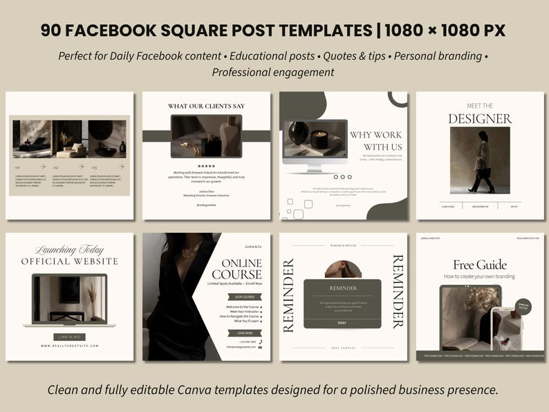 130 Modern Facebook Canva Templates | Business Social Media Bundle ...