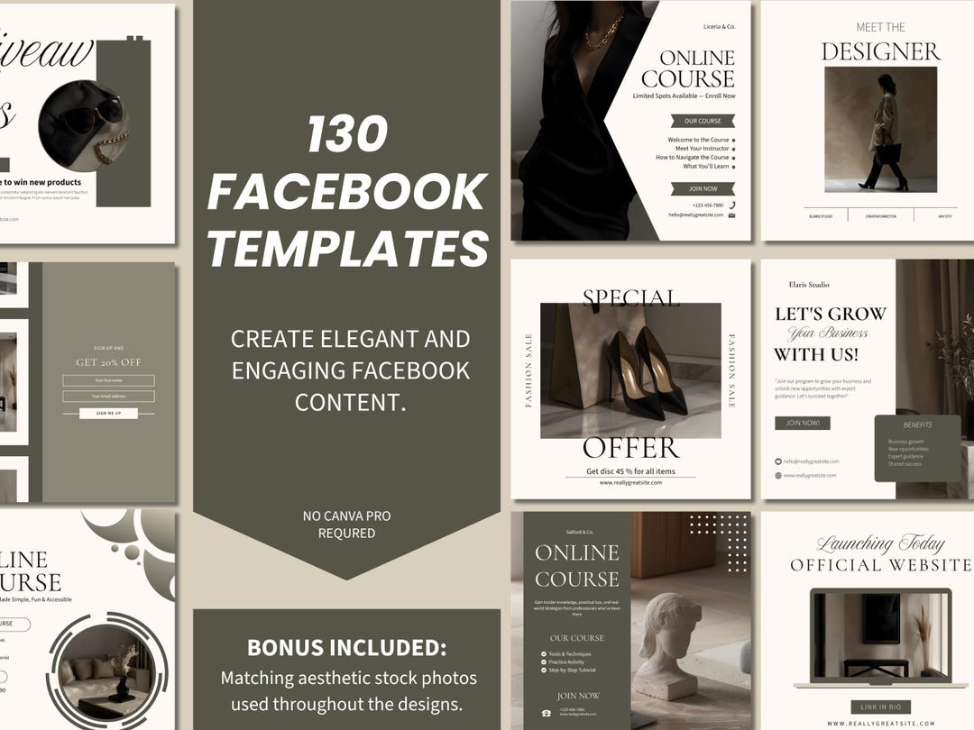 130 Modern Facebook Canva Templates | Business Social Media Bundle ...