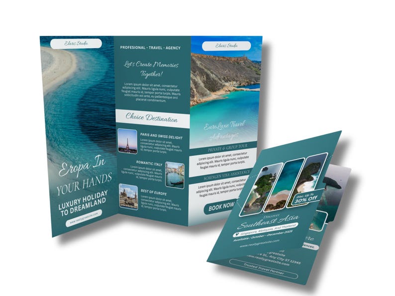 Travel Agency Brochure Templates | 20 Editable Canva Bifold Trifold ...