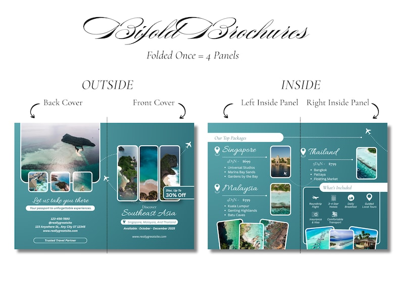 Travel Agency Brochure Templates | 20 Editable Canva Bifold Trifold ...