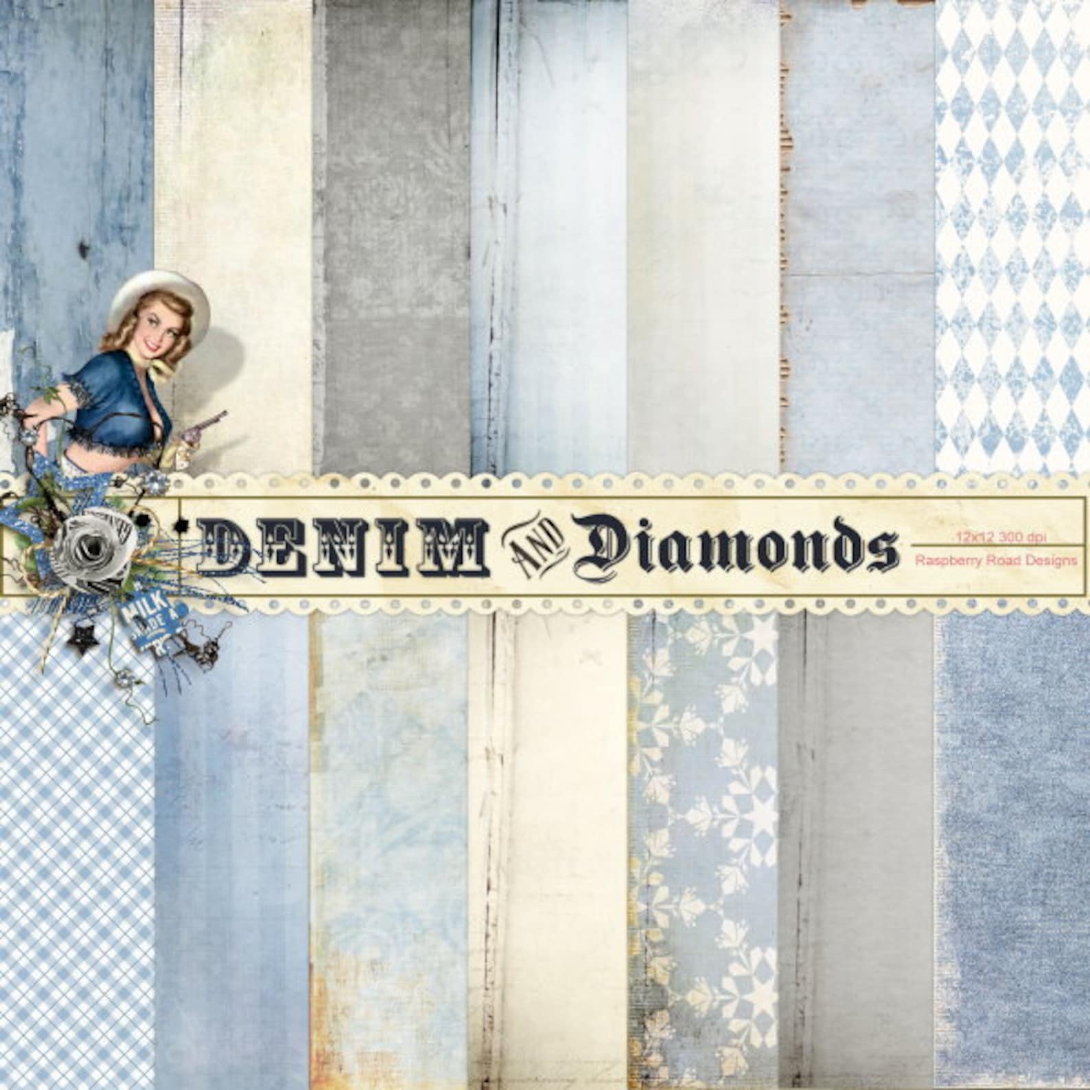 Denim and Diamonds Paper Set - Etsy