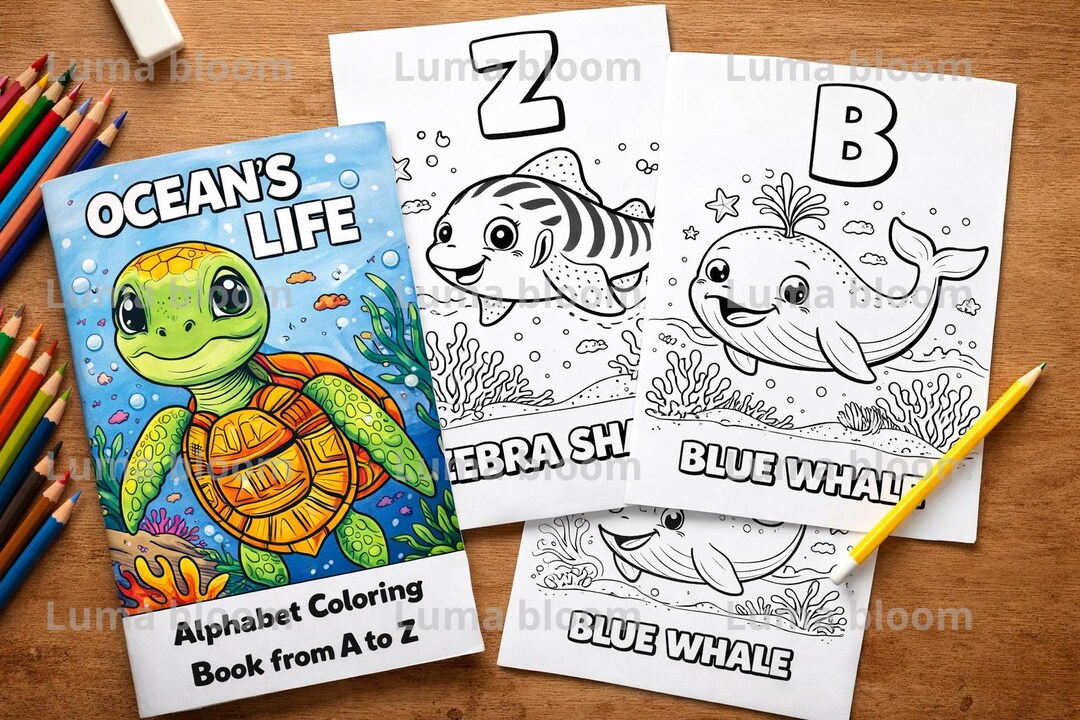 Ocean Animal Alphabet Coloring Book PDF | ABC Printable for Kids | Sea ...