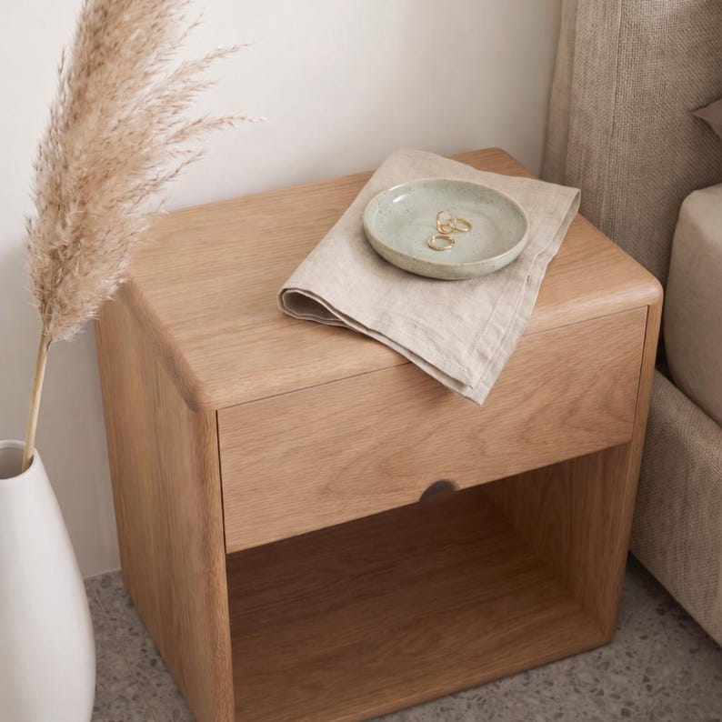 Minimalist Light Oak Nightstand Scandinavian Bedside Table Modern ...