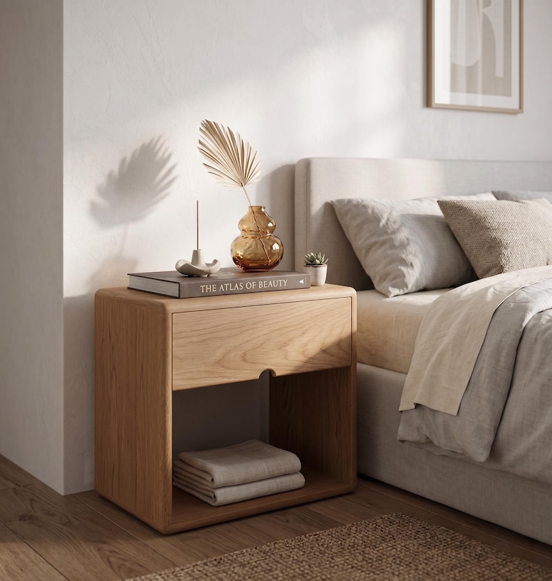 Minimalist Light Oak Nightstand Scandinavian Bedside Table Modern ...