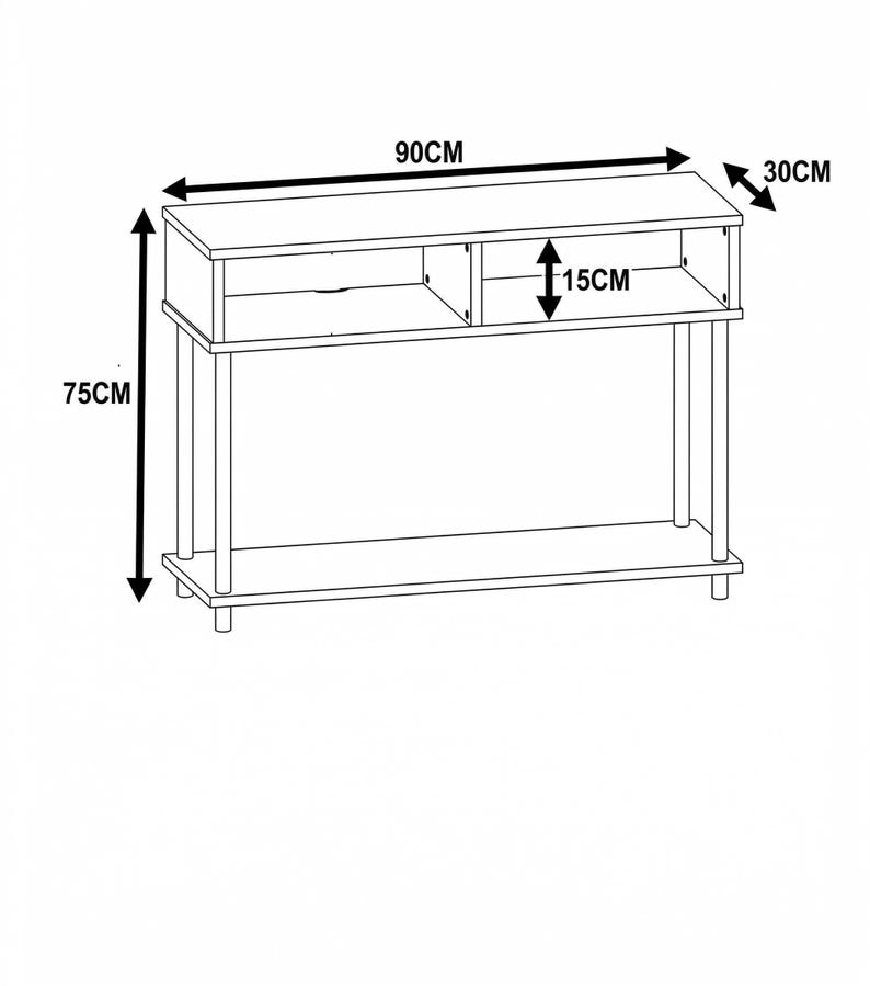 Light Wood Entryway Table - Boho Console Table With Storage - Slim ...