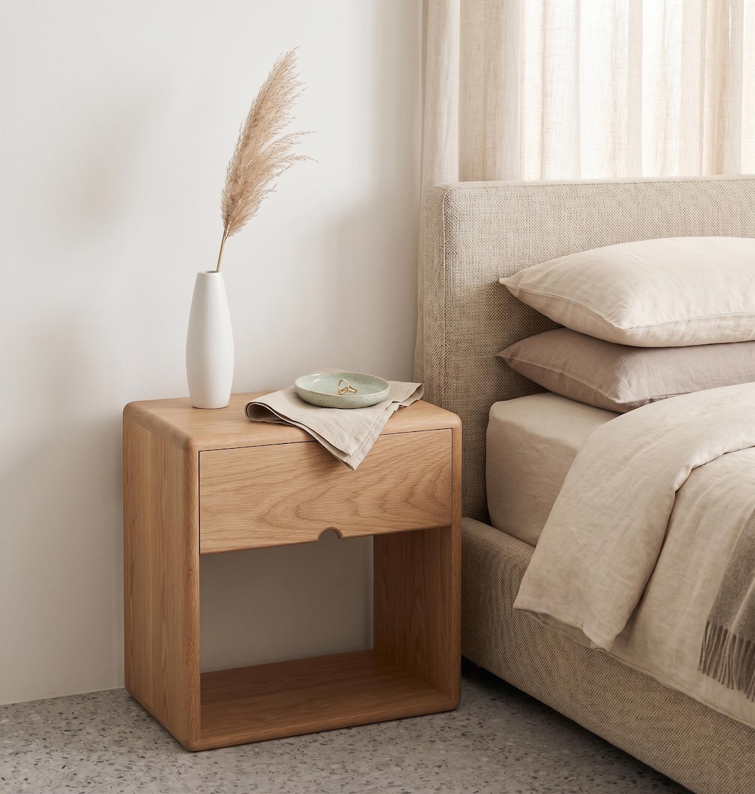 Minimalist Light Oak Nightstand Scandinavian Bedside Table Modern ...