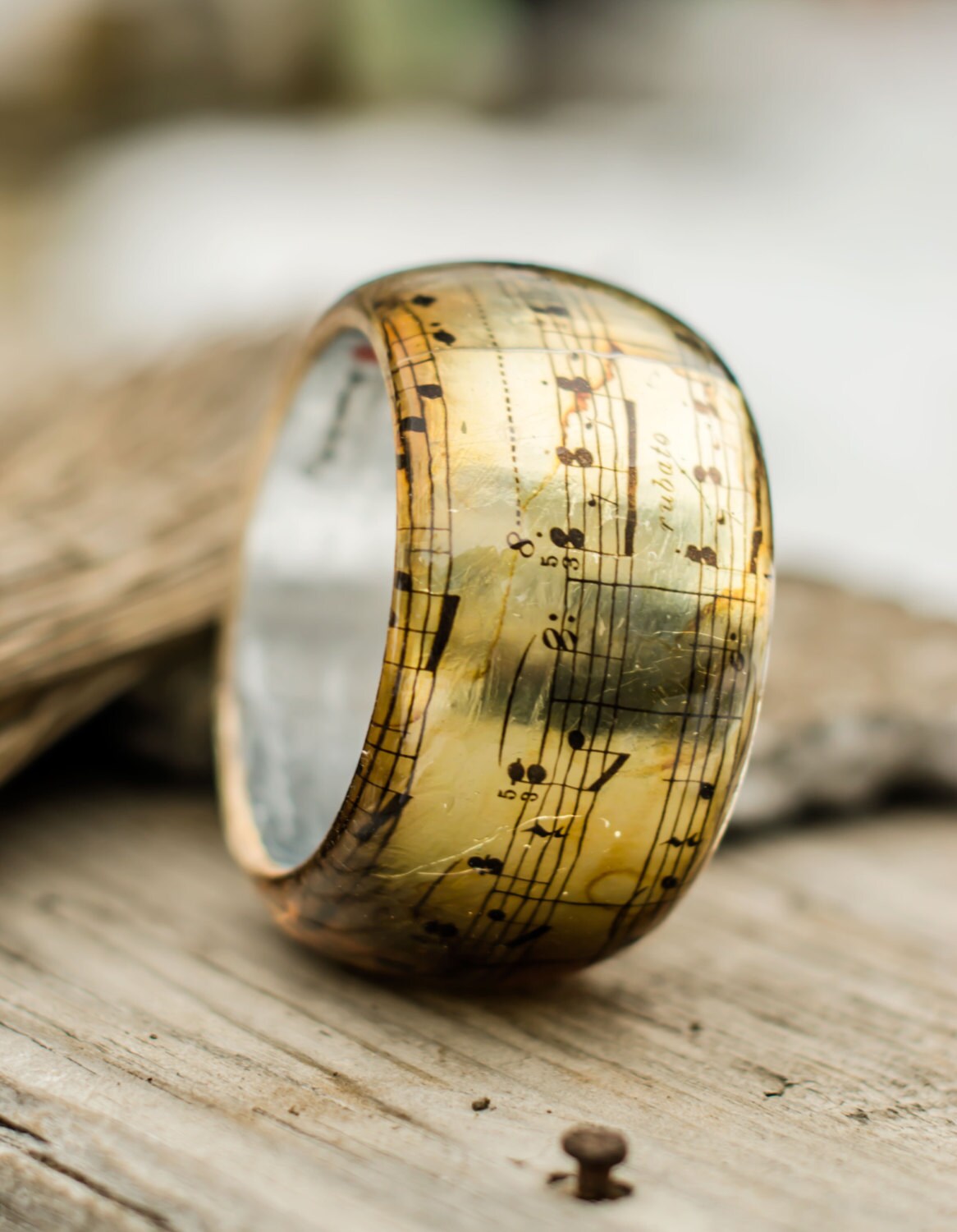 Resin Bangle Bracelet, Music Bracelet, Vintage Music Notes Bangle ...