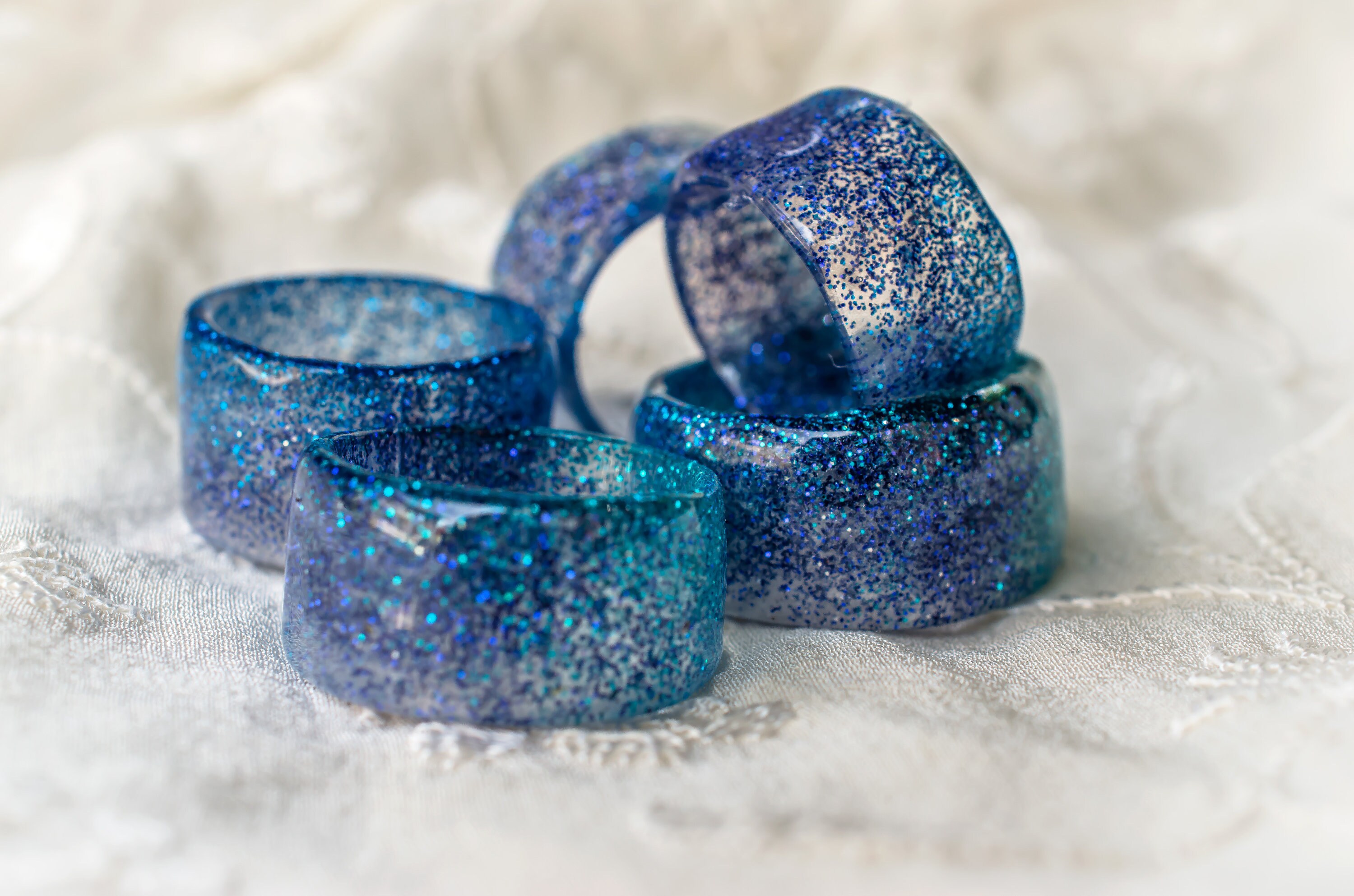 Blue Diamonds Colorful Resin Ring Wide Resin Ring Statement | Etsy