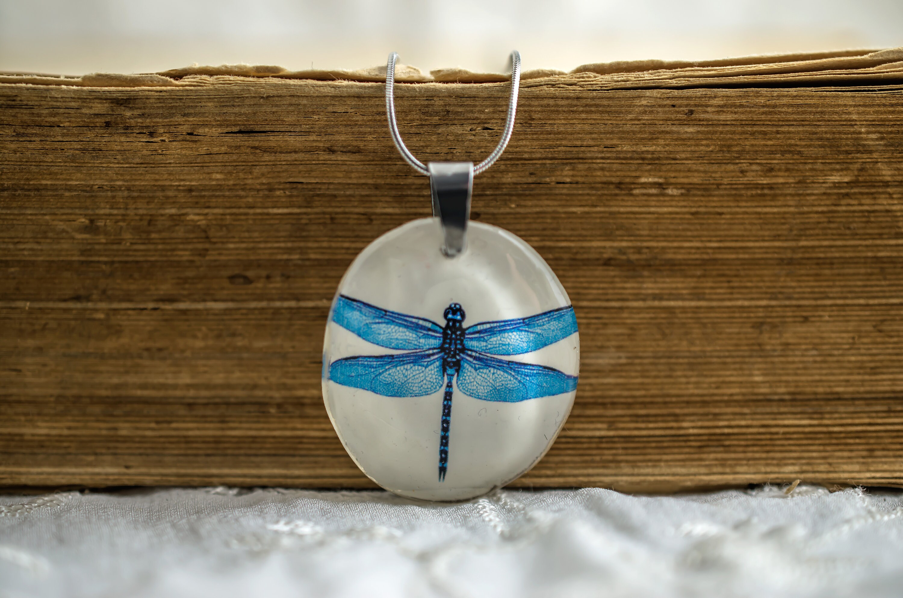 Dragonfly Resin Pendant Circle Pendant Resin Necklace | Etsy