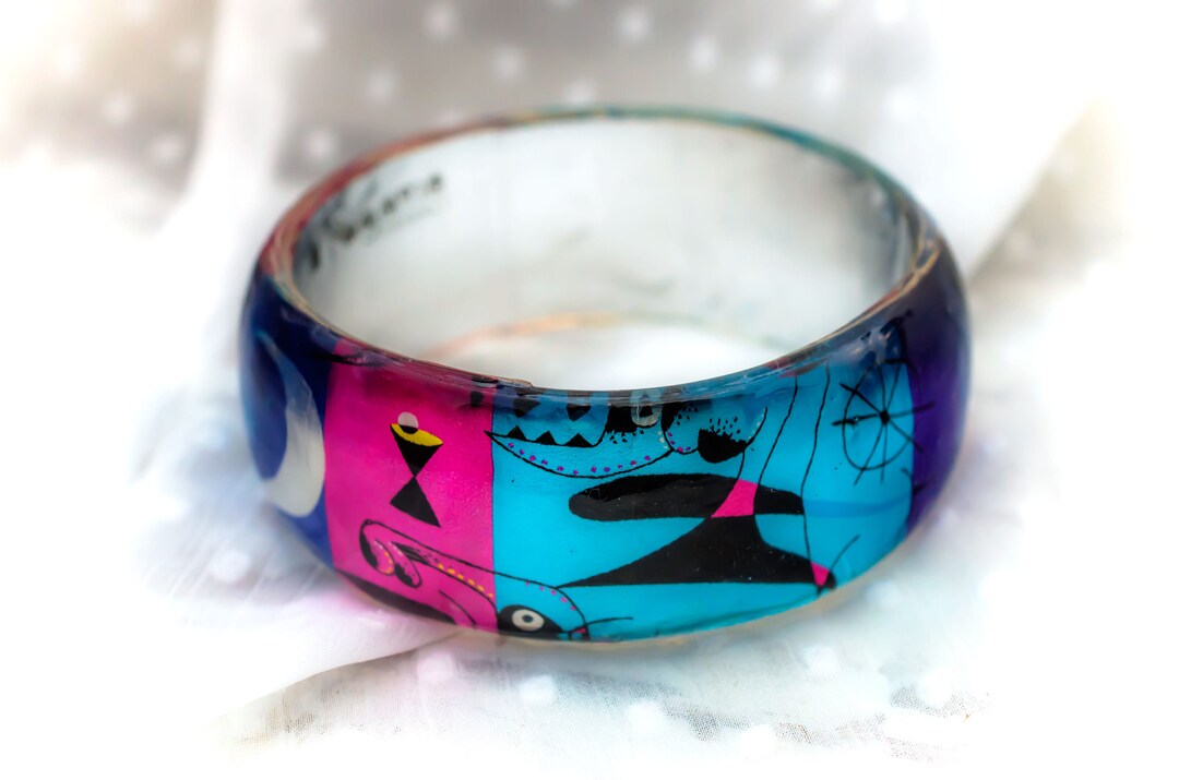 Joan Miro Resin Bangle Bracelet Great Abstract Jewelry for Art Lover - Etsy