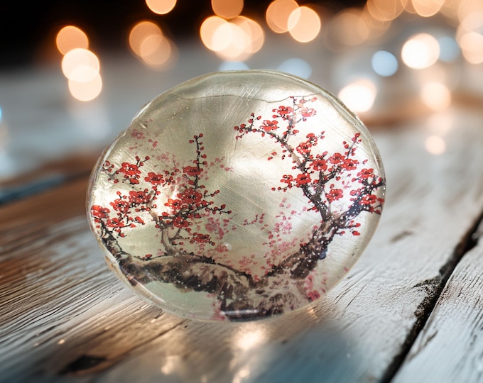 Japanese Sakura Oversized Ring, Adjustable Resin Ring, Cherry Blossom ...