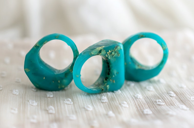 Colorful Resin Ring Wide Resin Ring Bohemian Jewelry | Etsy