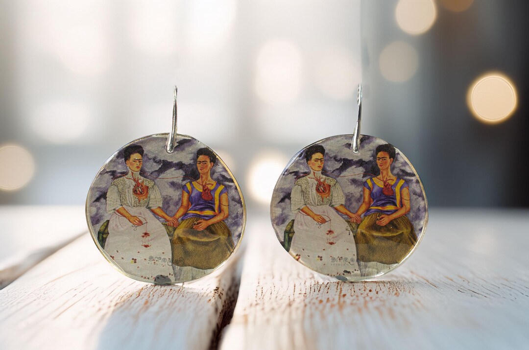 Frida Kahlo the Two Fridas Earrings – Large Lightweight Resin Earrings, Sterling Silver Hooks ...