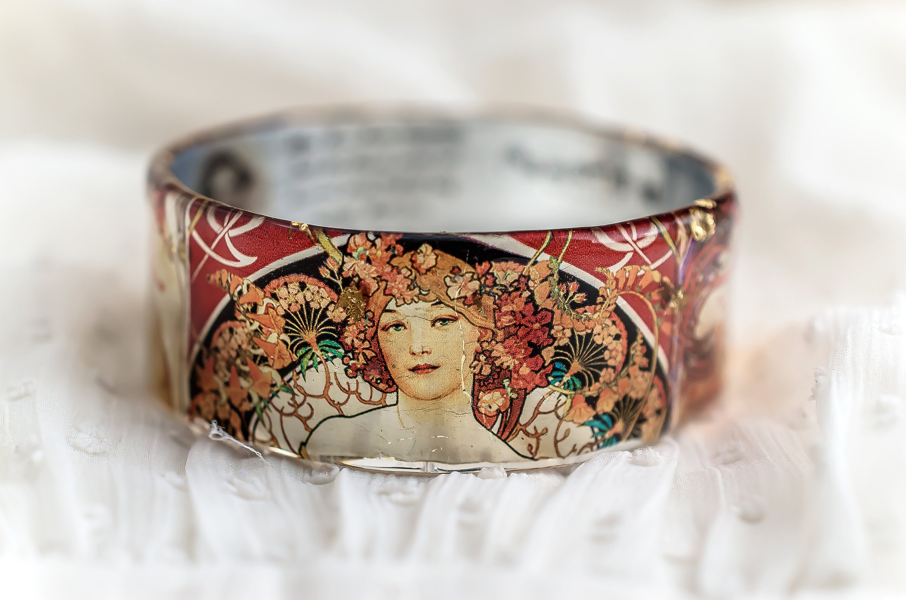 Resin Bangle Art Jewelry Alphonse Mucha Bracelet Art | Etsy