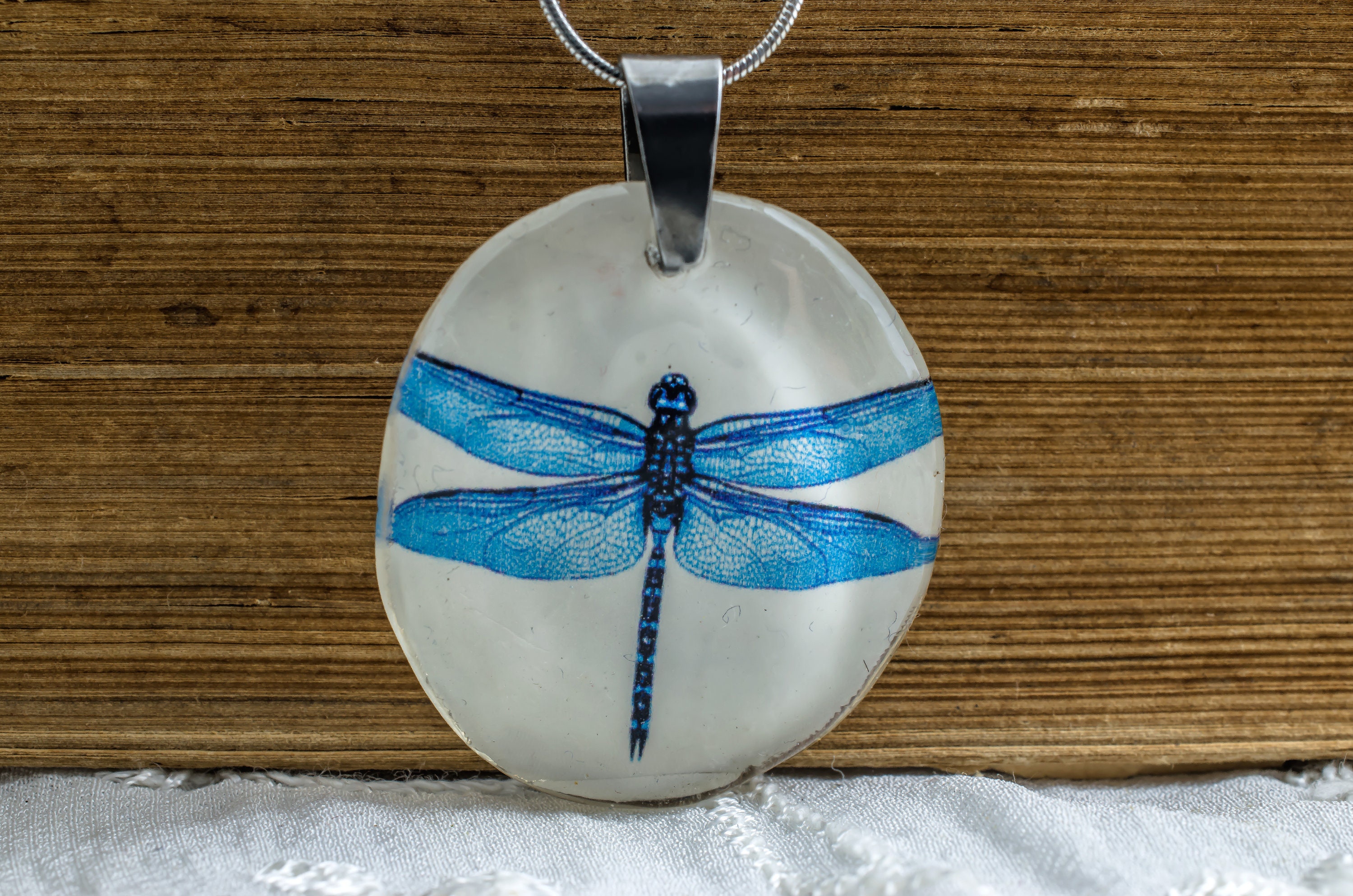 Dragonfly Resin Pendant Circle Pendant Resin Necklace | Etsy