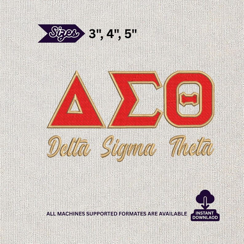 Delta Sigma Theta Embroidery Design, Greek Sorority Font Stitch File ...