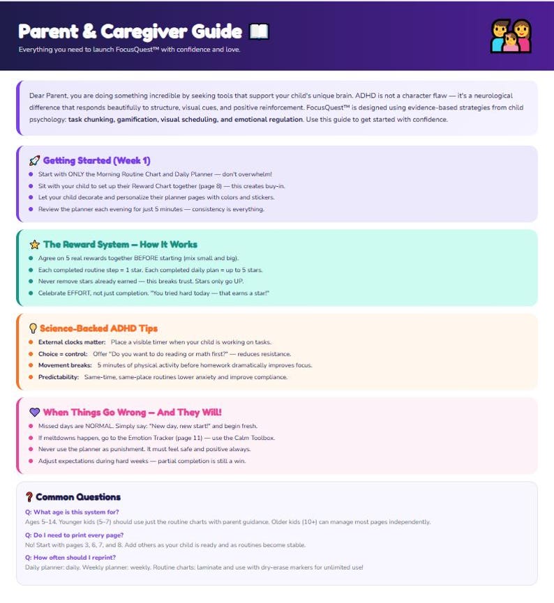 ADHD Kids Planner | Gamified Routine, Focus, Emotion Tracker (digital ...