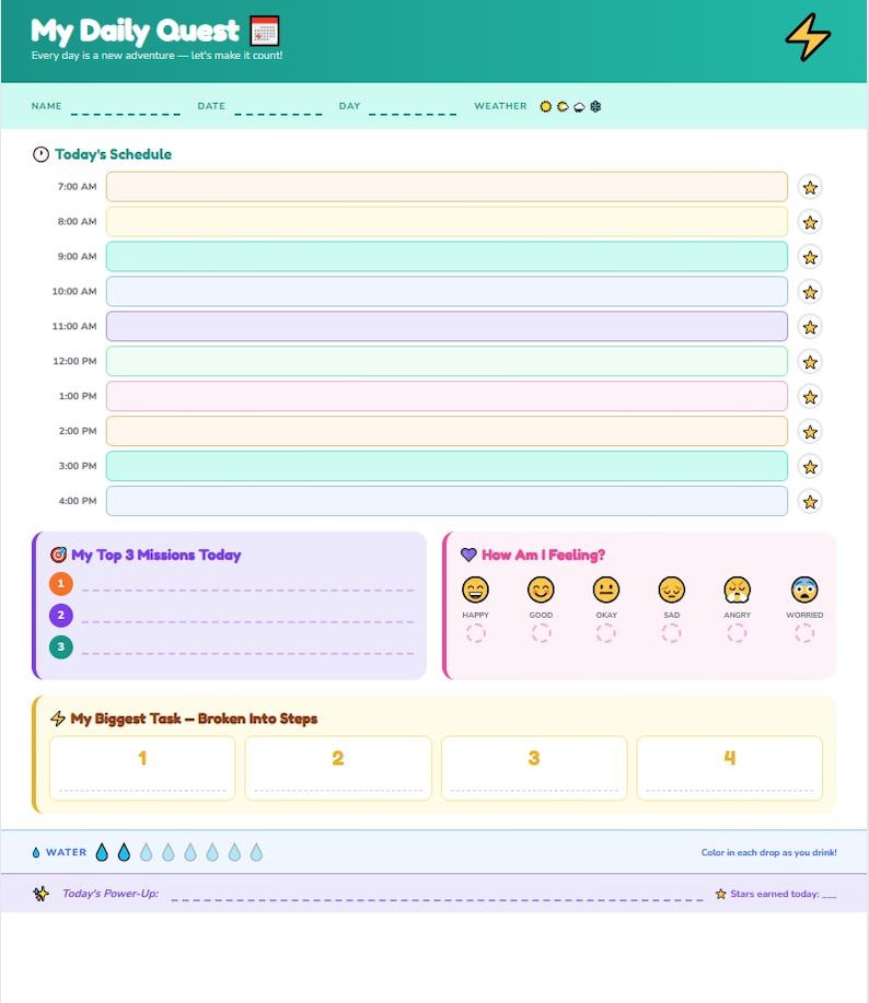 ADHD Kids Planner | Gamified Routine, Focus, Emotion Tracker (digital ...