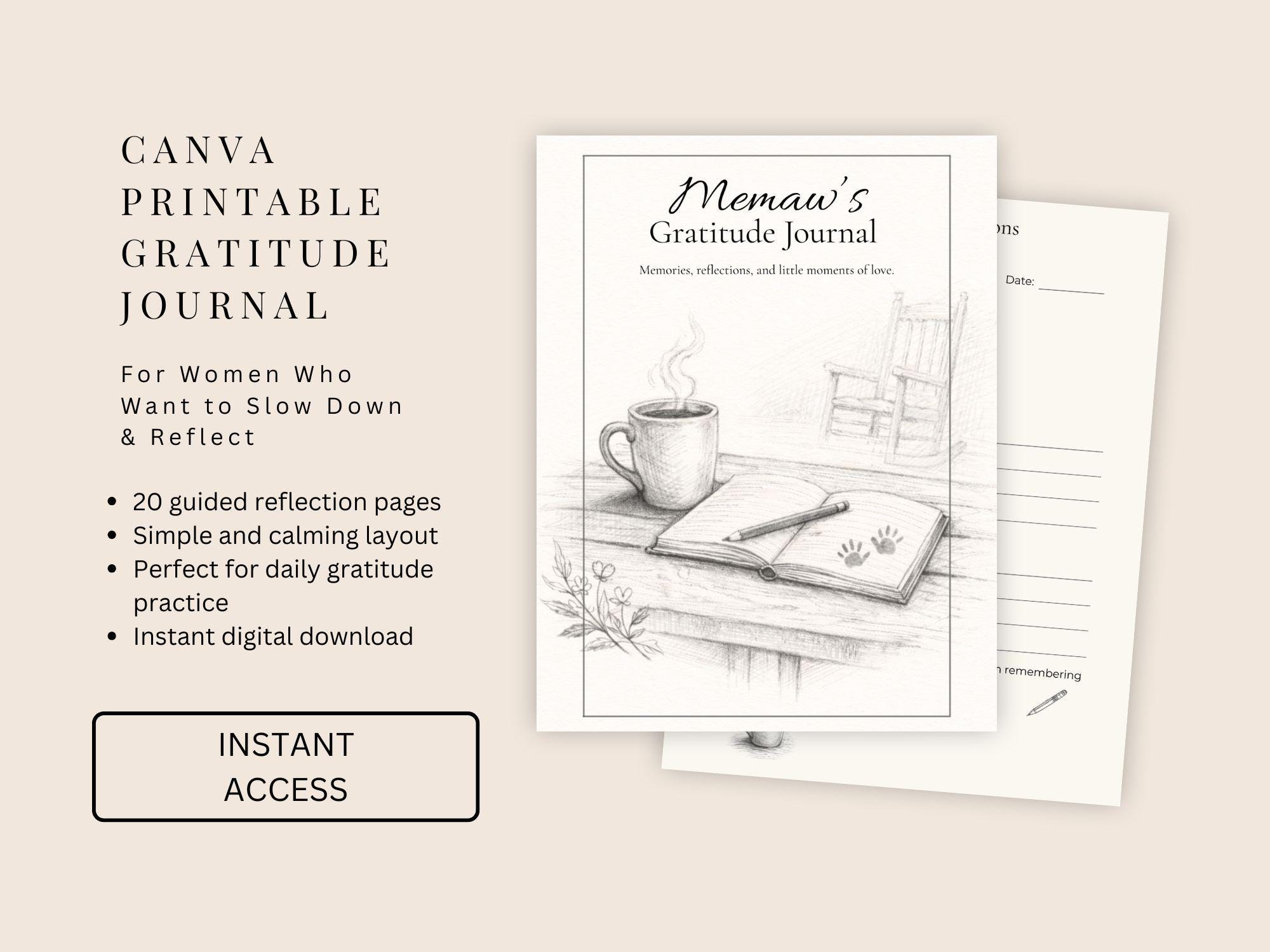 Editable Canva Gratitude Journal Template, Grandma Memory Journal ...