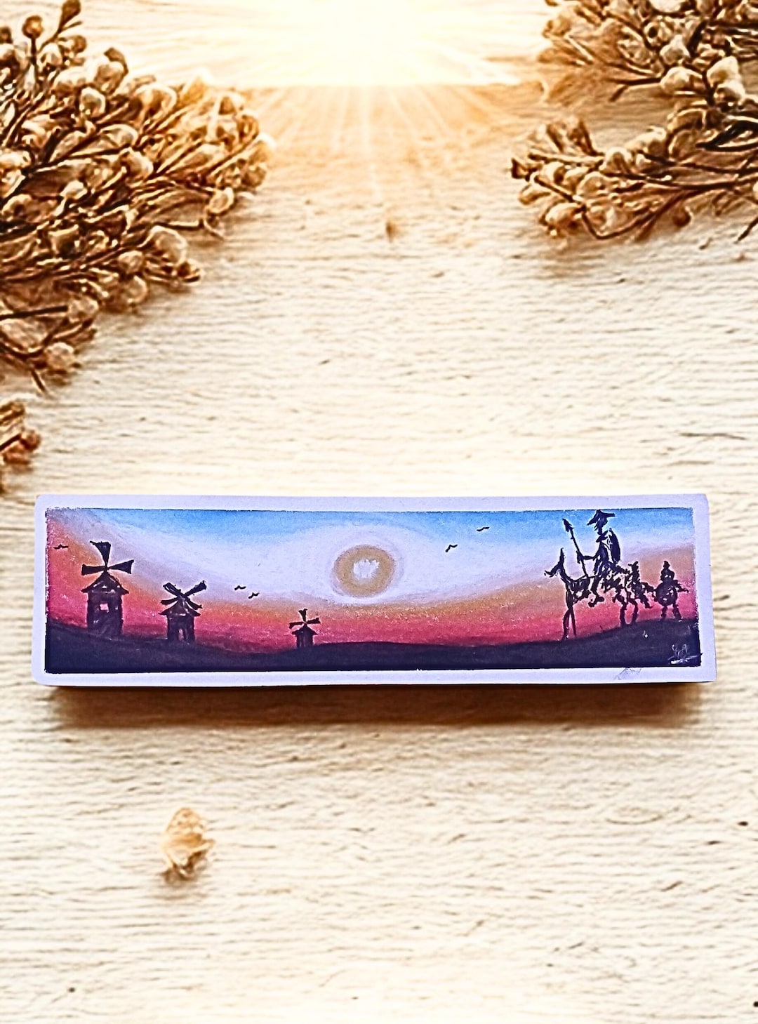 Hand-painted Don Quixote Bookmark, Oil Pastel Art, Classic Literature ...