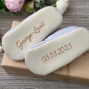 Personalised Ivory LINEN Baby Boy Christening Shoes, Baptism Shoes ...